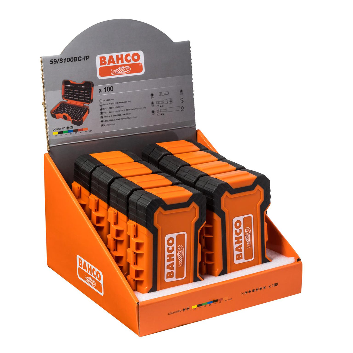 Bahco 100 Piece Colour Bit Set Display (8 x Sets) – Frasar Direct