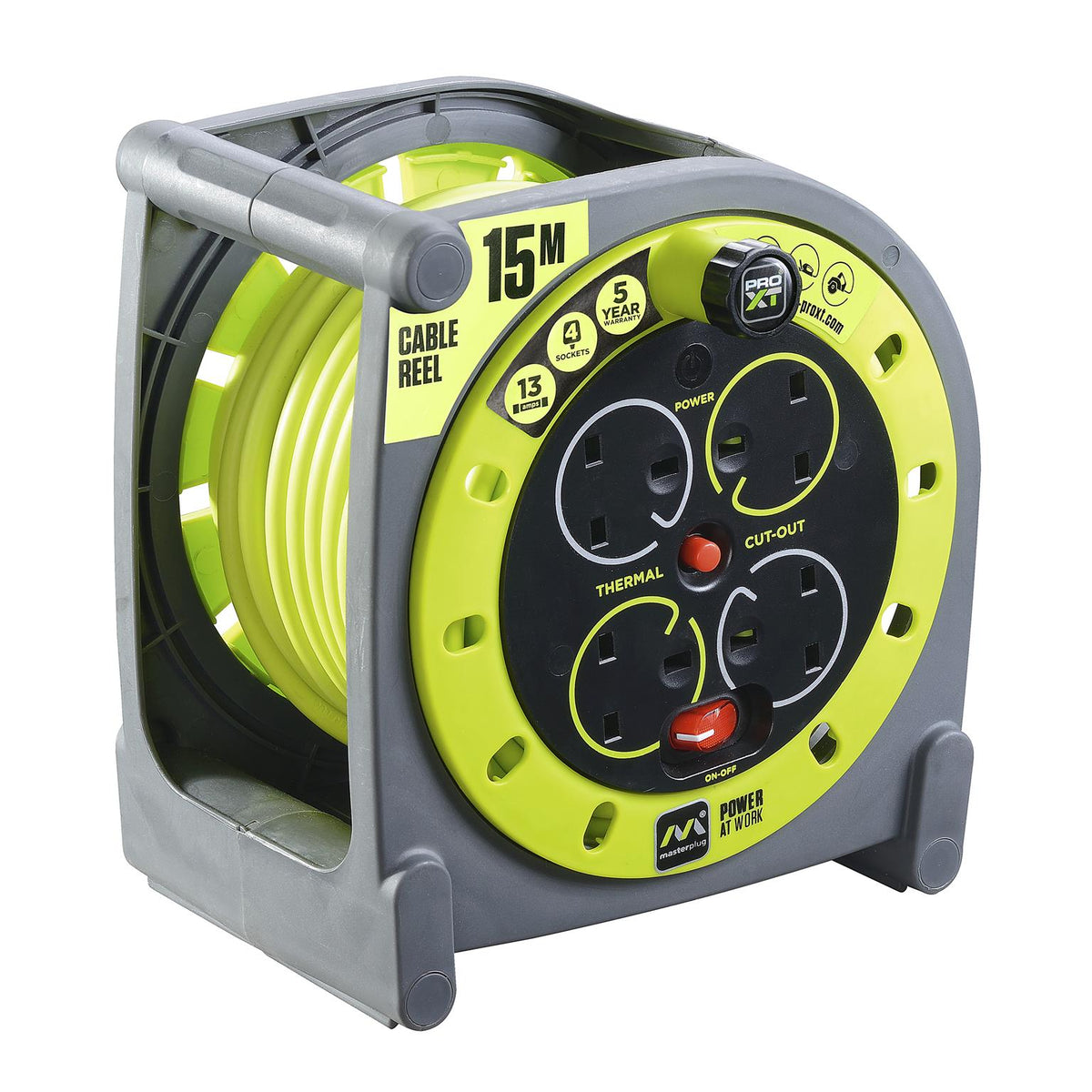 Masterplug PRO-XT Case Cable Reel 240V 13A 4-Socket 15m – Frasar Direct