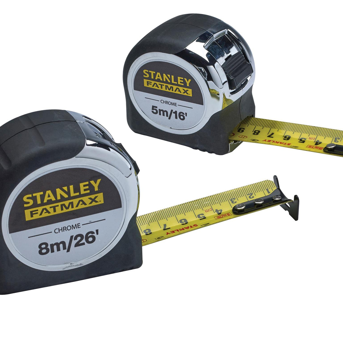 STANLEY® FatMax® Chrome Pocket Tapes 5m/16ft & 8m/26ft (Twin Pack ...
