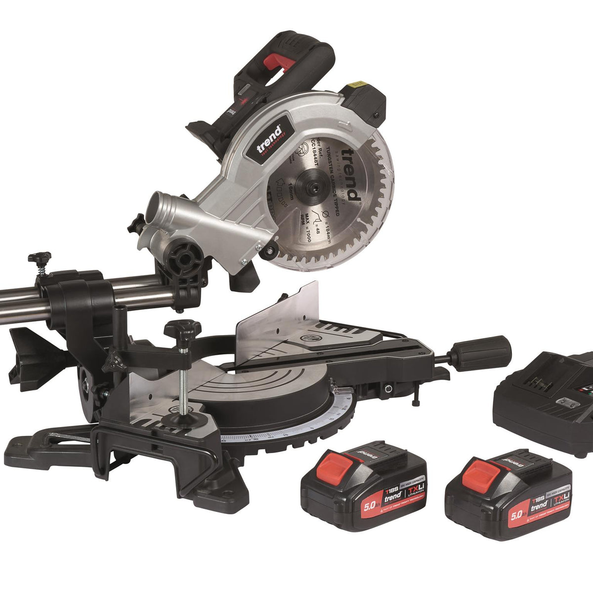 Trend T18S/MS184S2 Mitre Saw 18V 2 x 5.0Ah Li-ion – Frasar Direct