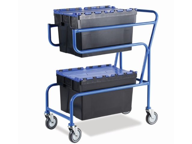 DOUBLE CONTAINER TROLLEY - INC 2PK EURO CONTAINERS (GREEN LID) 600X400 ...